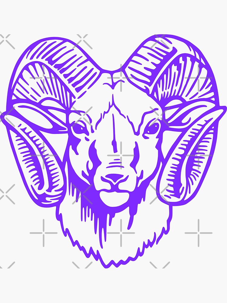 "Mascot Head of a Ram (Drawing - Illustration) Han Purple" Sticker for ...