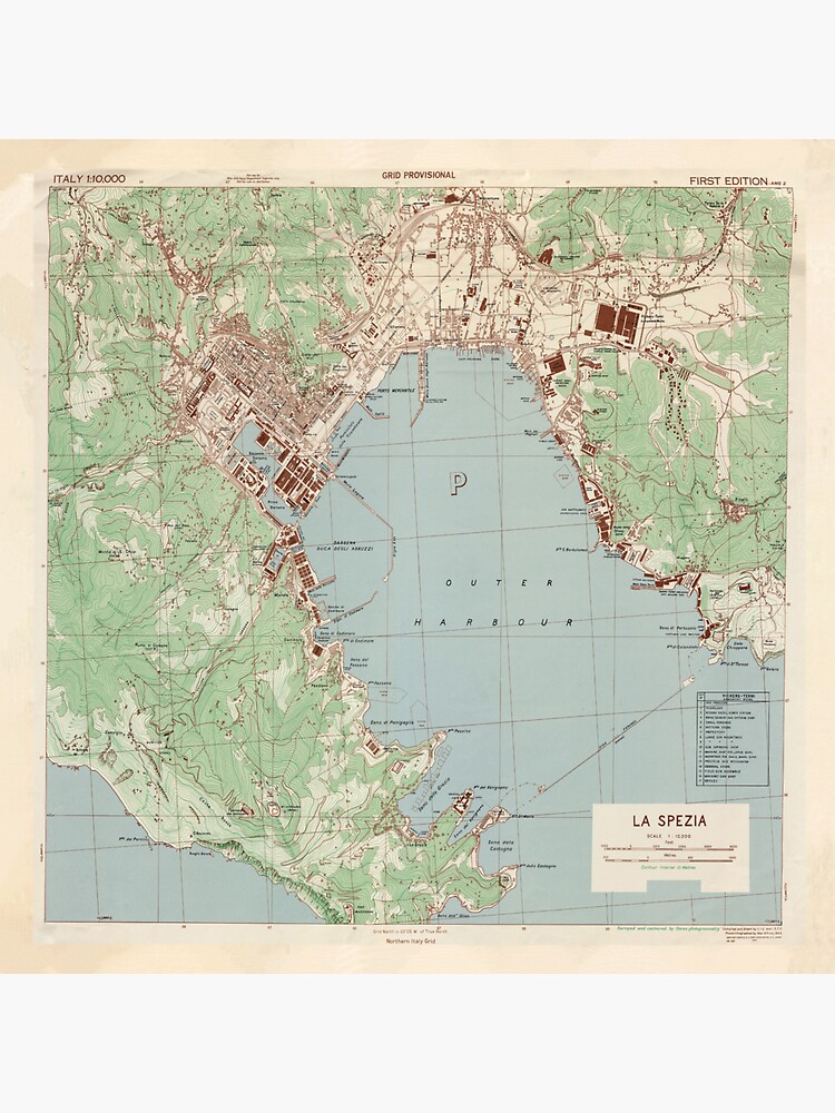 "Vintage La Spezia Italy Map (1943)" Sticker by BravuraMedia | Redbubble