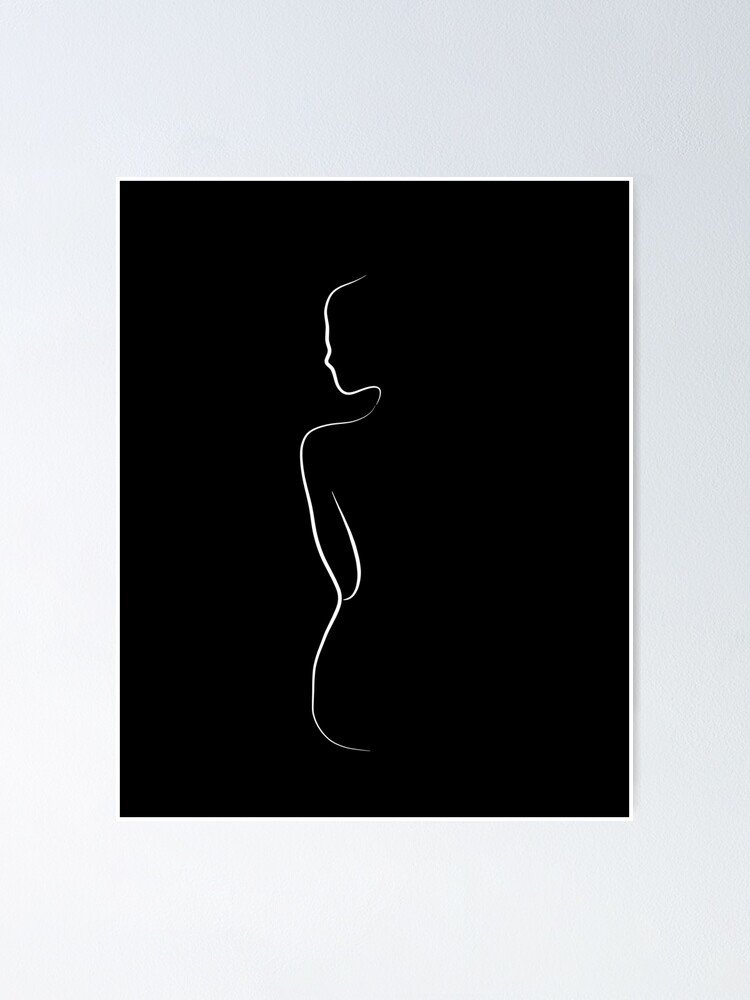 "Minimalist Body Outline Drawing - Ava Begins in Black" Poster for Sale ...