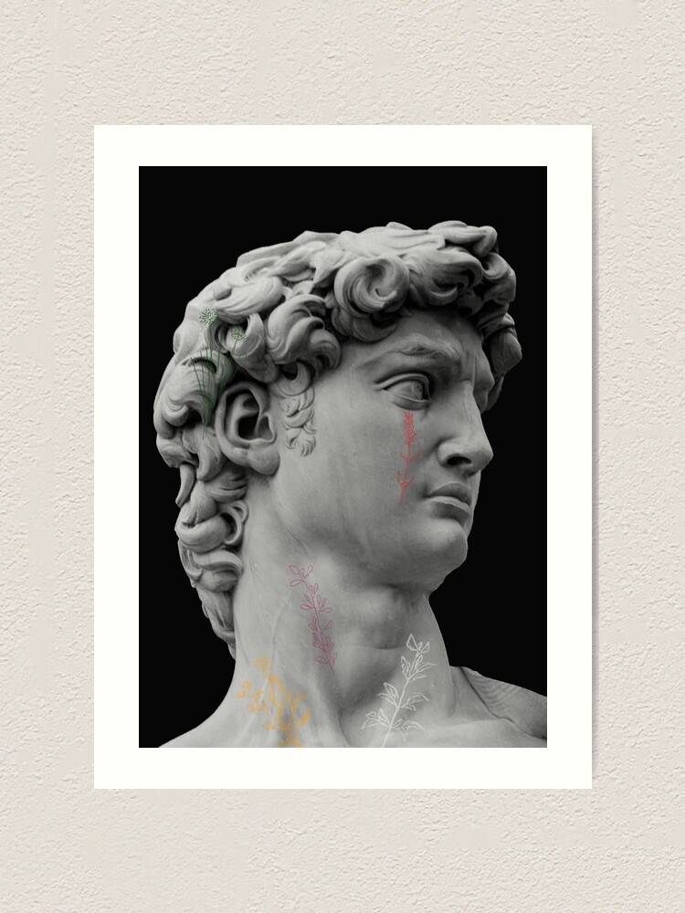"michelangelo david face with flowers" Art Print by Mara-Ayvazyan ...