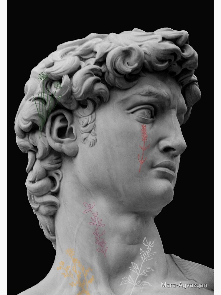 "michelangelo david face with flowers" Art Print by Mara-Ayvazyan ...