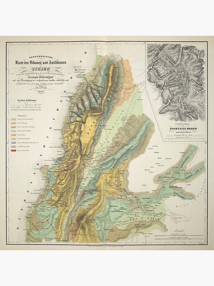 "Vintage Geological Map of Lebanon (1842)" Poster for Sale by ...