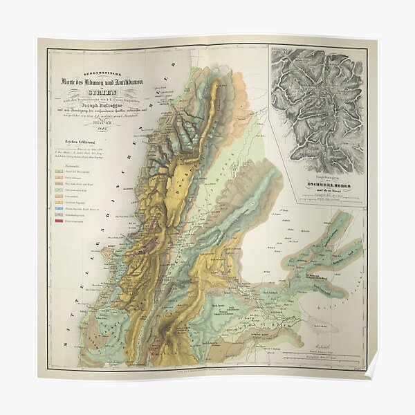 "Vintage Geological Map of Lebanon (1842)" Poster for Sale by ...
