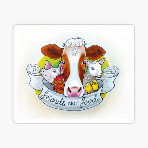 "Friends Not Food" Sticker for Sale by InkySwallows | Redbubble