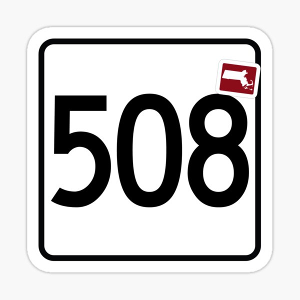 "Massachusetts State Route 508 (Area Code 508)" Sticker for Sale by ...