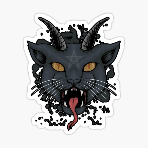 "Wicca Cat With Pentagram On Head" Sticker by ozumdesigns | Redbubble