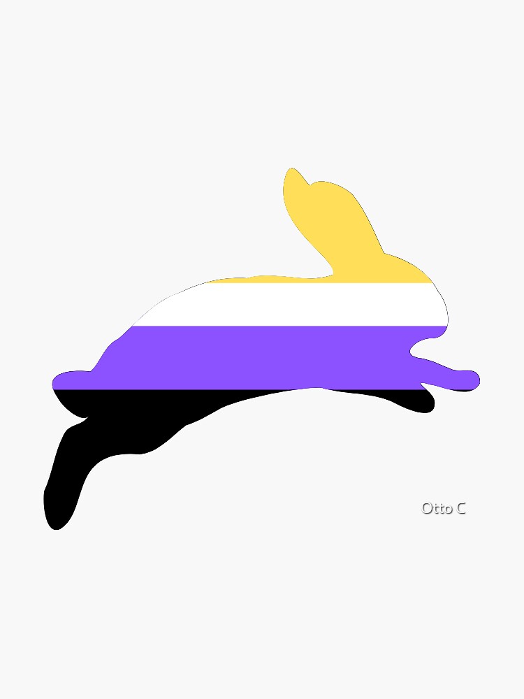 "Nonbinary Pride Rabbit LGBTQ" Sticker by RadicalRylie | Redbubble