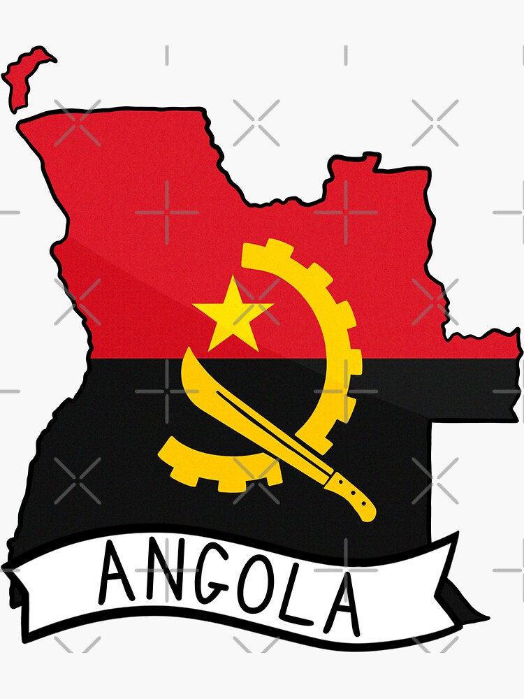 "Angola Flag Map Sticker" Sticker for Sale by Drawingvild | Redbubble