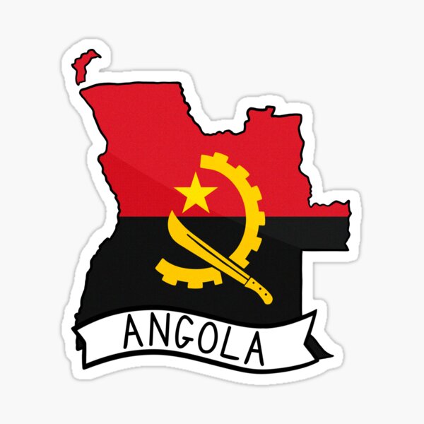 "Angola Flag Map Sticker" Sticker for Sale by Drawingvild | Redbubble