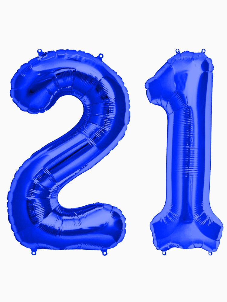 "Bright Blue 21st Birthday Metallic Helium Balloons Numbers" T-shirt by ...