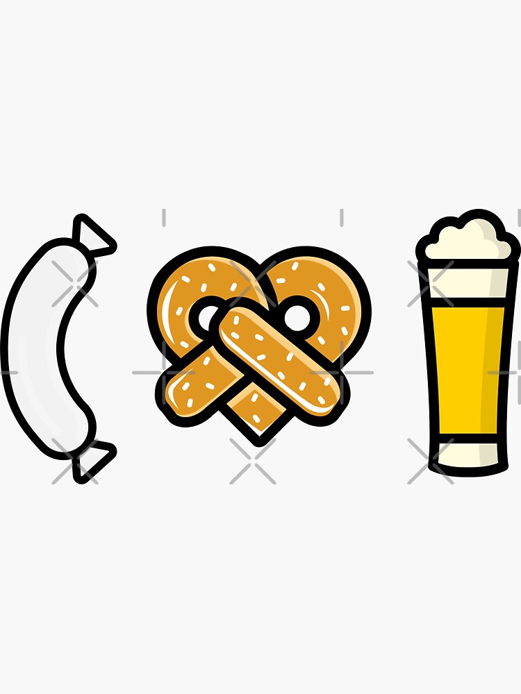 "Beer pretzel Weisswurst "I love Weizen" Bavarian" Sticker by Branjos ...