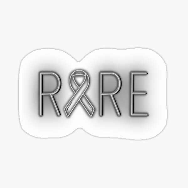 "White RARE Neon Awareness Ribbon" Sticker by ElleHazlett | Redbubble