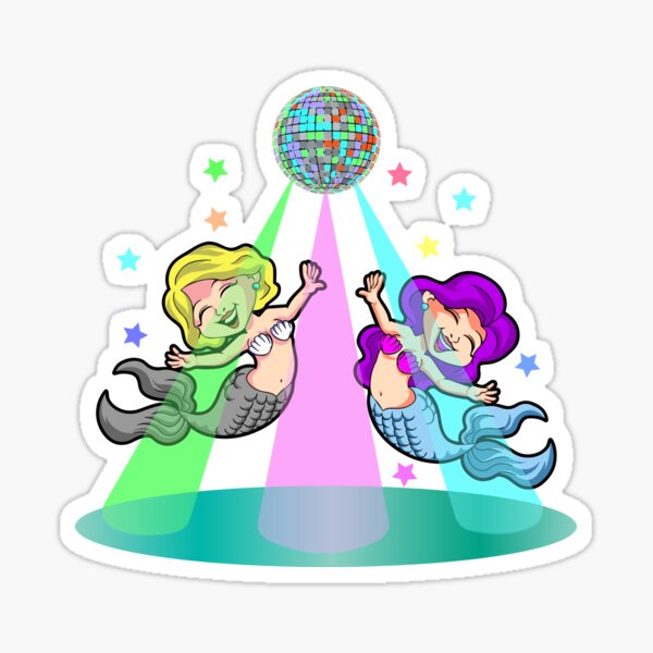 "DISCO MERMAIDS" Sticker for Sale by Dwarf-Monkey | Redbubble