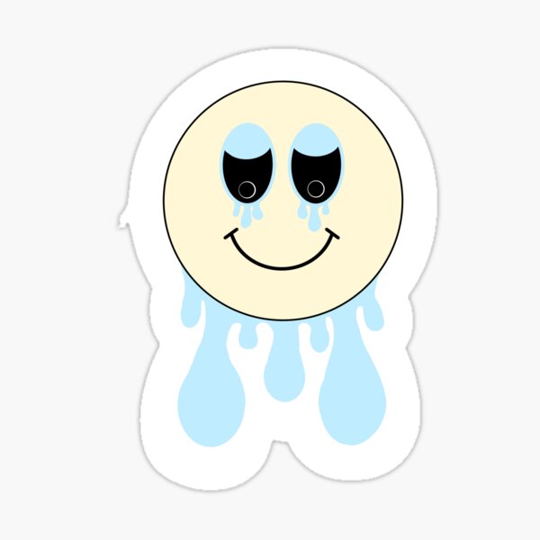 "Blue Drip Smiley Face" Sticker for Sale by rachaelfuchs | Redbubble