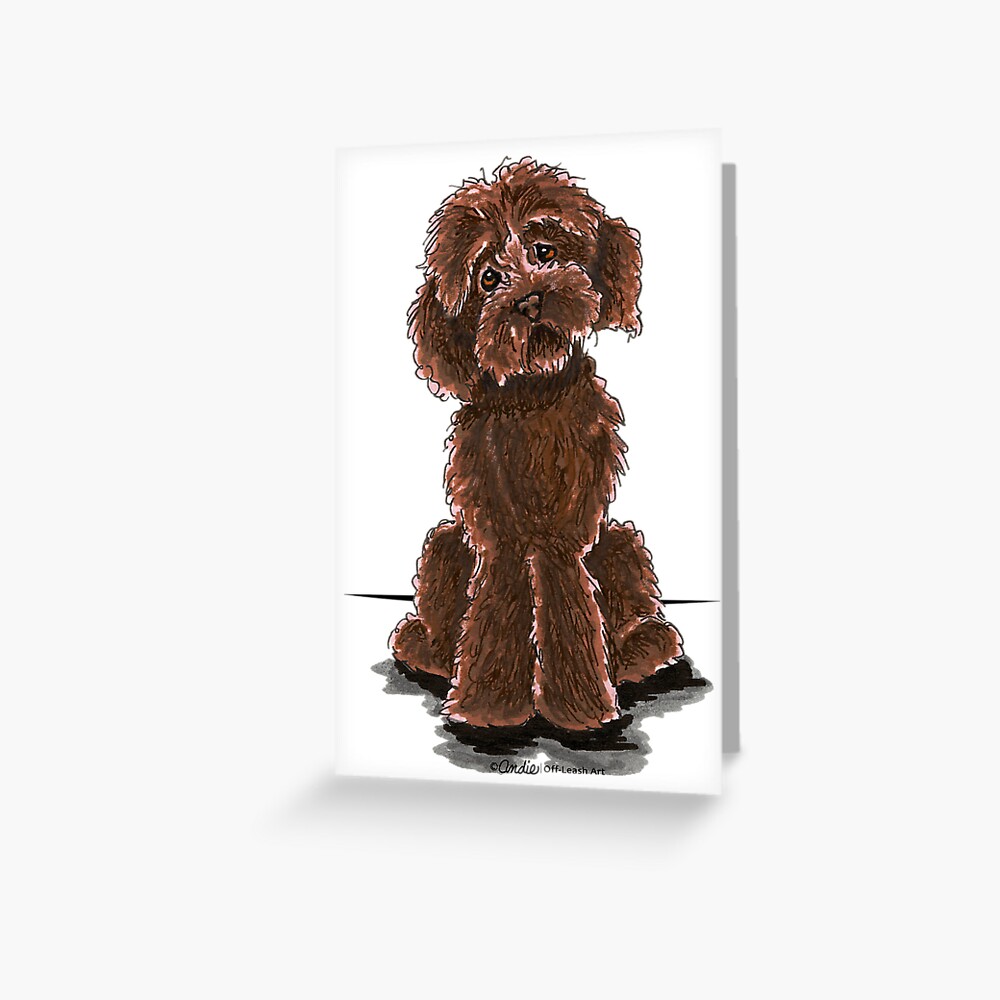 "Chocolate Labradoodle" Greeting Card for Sale by offleashart | Redbubble