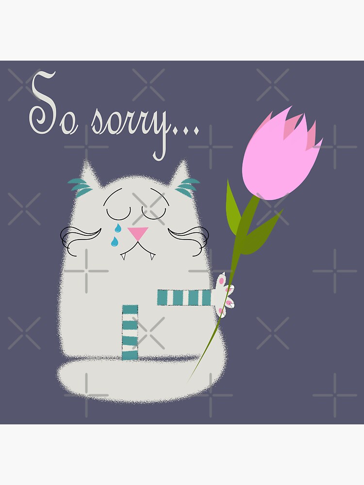 "Sorry cat " Sticker for Sale by Fluffpotsdesign | Redbubble