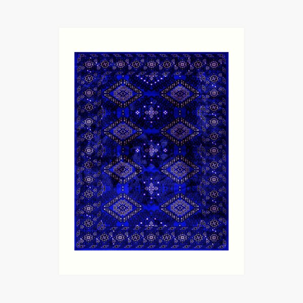 "Oriental Royal Blue Indigo Vintage Traditional Moroccan Artwork" Art ...