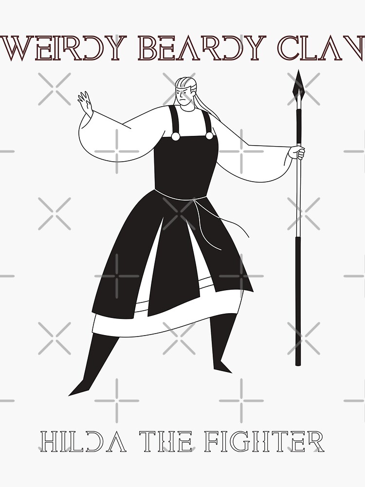 "Weirdy Beardy Viking Clan - Hilda the Fighter" Sticker for Sale by ...