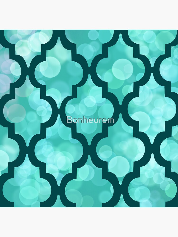 "Turquoise quatrefoil pattern with bokeh effect digital illustration ...
