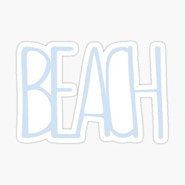 "BEACH Light Blue Writing" Sticker for Sale by eloise-galante | Redbubble