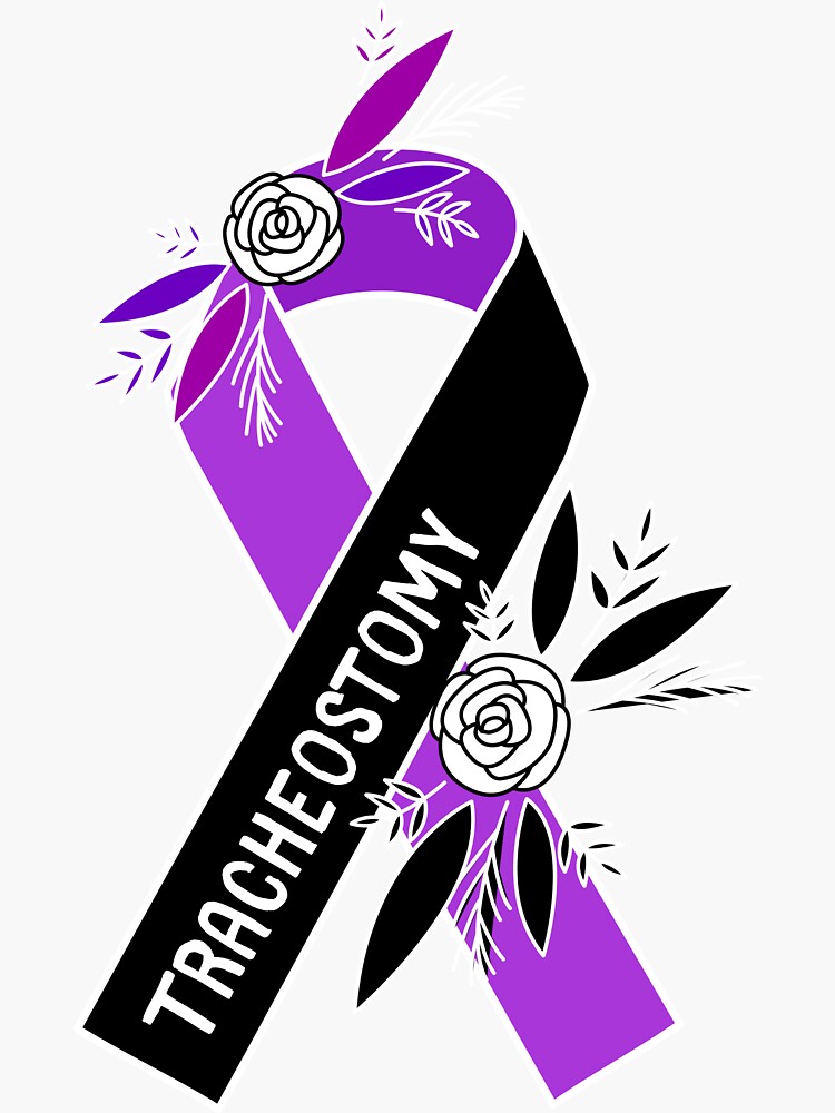 "Tracheostomy Awareness Ribbon Purple Black" Sticker for Sale by ...