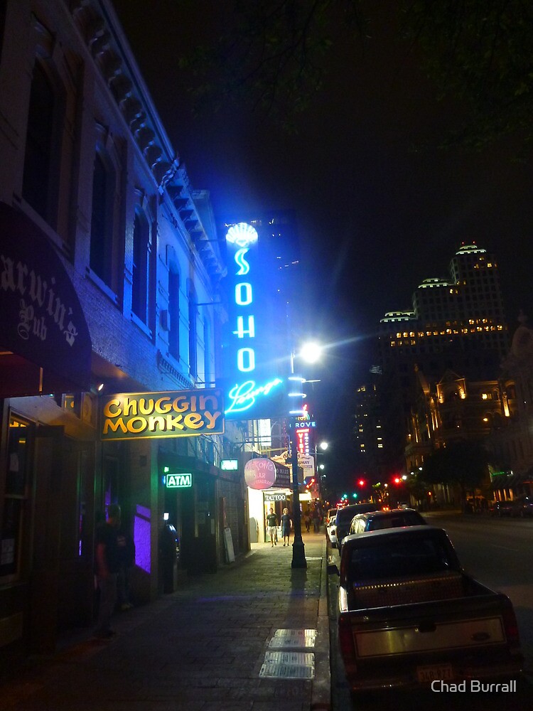 "Night Scene on Sixth Street in Austin" by Chad Burrall | Redbubble