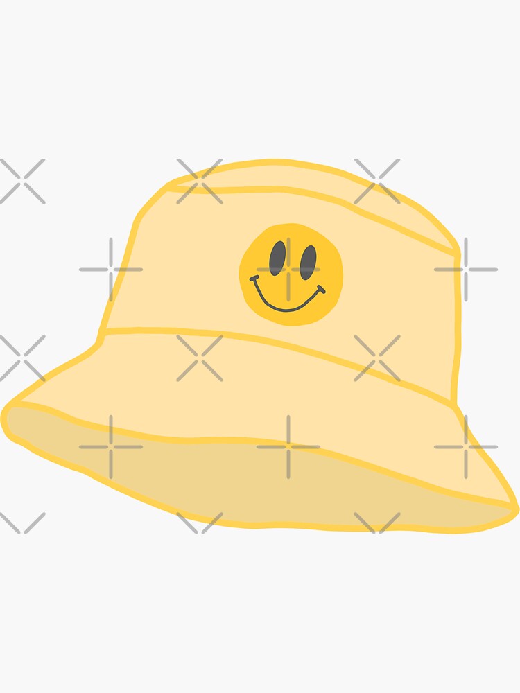 "yellow smiley face bucket hat" Sticker for Sale by tiffany-tpwk ...