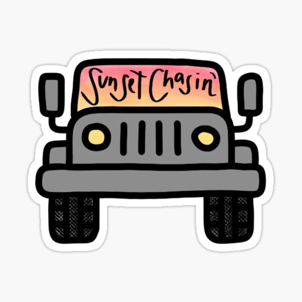 "Jeep Sunset Adventure" Sticker for Sale by mgs-doodles | Redbubble
