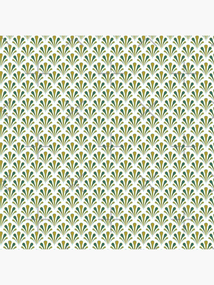 "Art Deco Style Golden Green Shells Fan Shape" Sticker by PatternsByMES ...