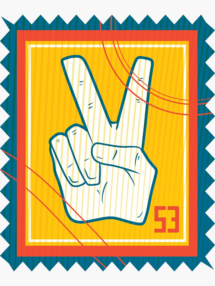 "PEACE SIGN STAMP DESIGN." Sticker for Sale by mario1502 | Redbubble