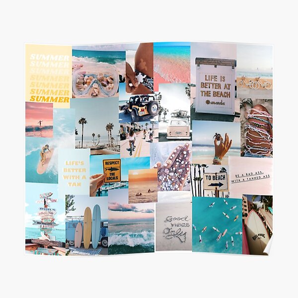 "beach collage" Poster for Sale by morgananjos | Redbubble
