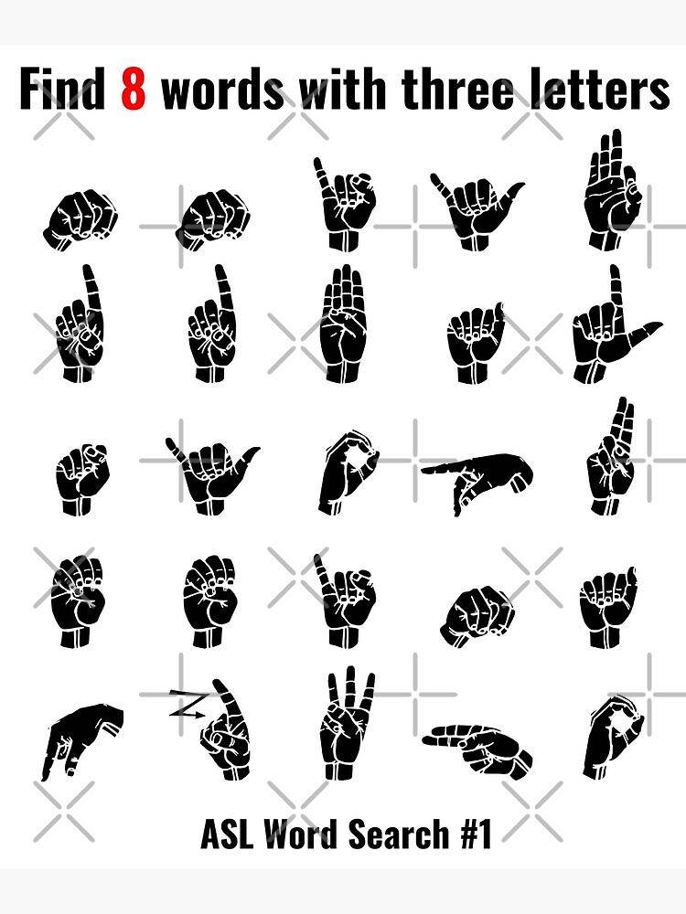"Sign Language Word Search Puzzle #2 ASL Sign Language Design ...