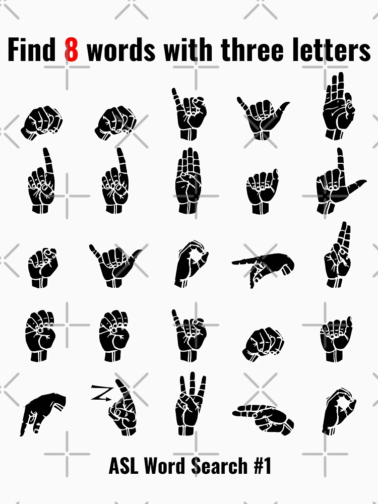 "Sign Language Word Search Puzzle #2 ASL Sign Language Design " T-shirt ...