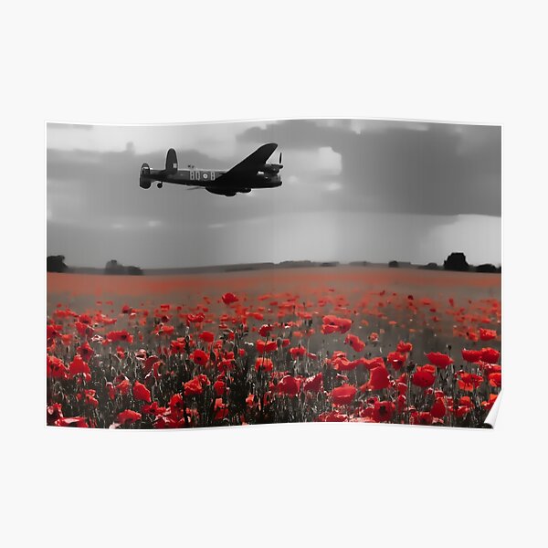 "Lancaster Flyover with Red Poppies" Poster for Sale by Dan-Painter ...