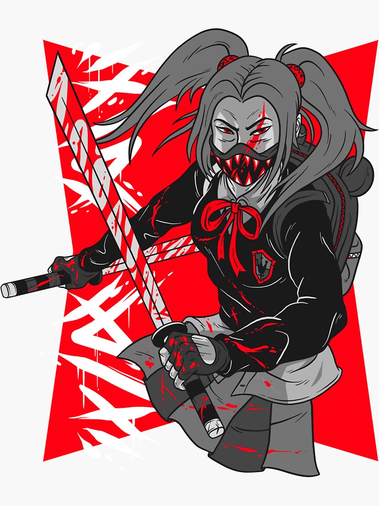 "Anime Stickers- Red Kawaii Aesthetic Girl" Sticker for Sale by ...