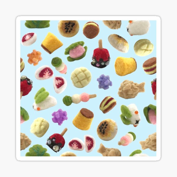 "Japanese Sweets Wagashi - Blue" Sticker for Sale by feltto | Redbubble