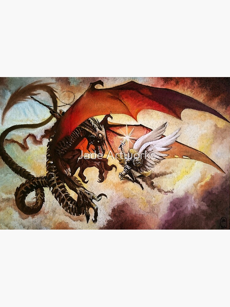 "Angel vs Dragon" Sticker by jeyjey-artworks | Redbubble