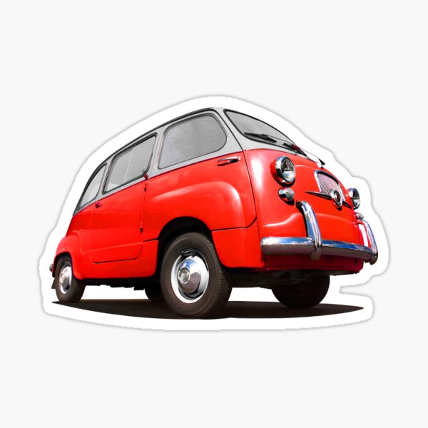"FIAT 600 Multipla in red" Sticker for Sale by candc-retro | Redbubble