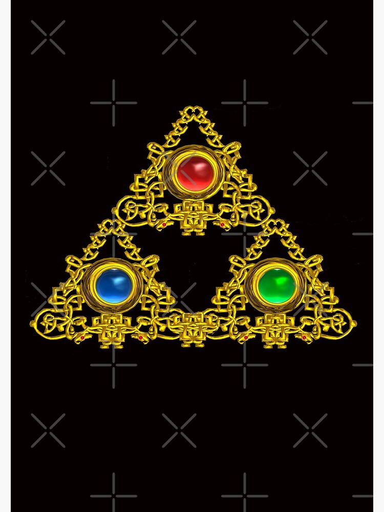 "MAGIC ELFIC TALISMAN /GOLD TRIANGLE WITH GEMSTONES IN BLACK" Spiral ...