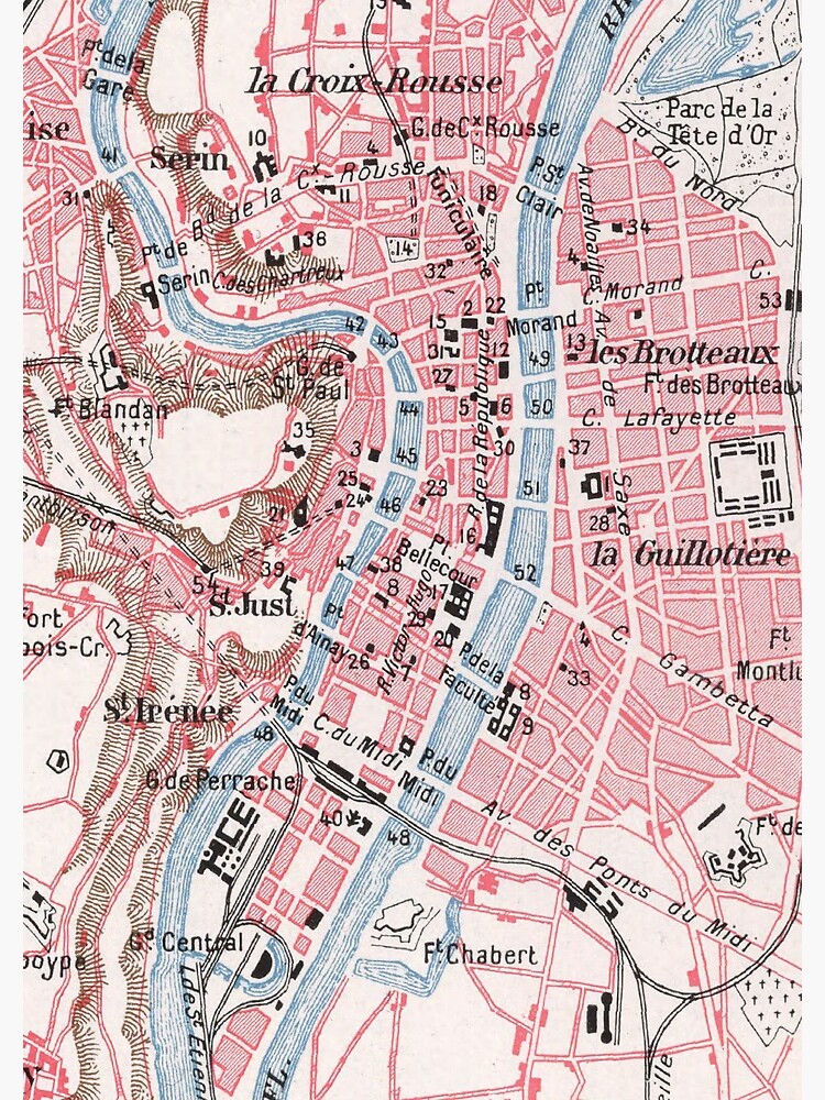 "Vintage Map of Lyon France (1900)" Spiral Notebook by BravuraMedia ...