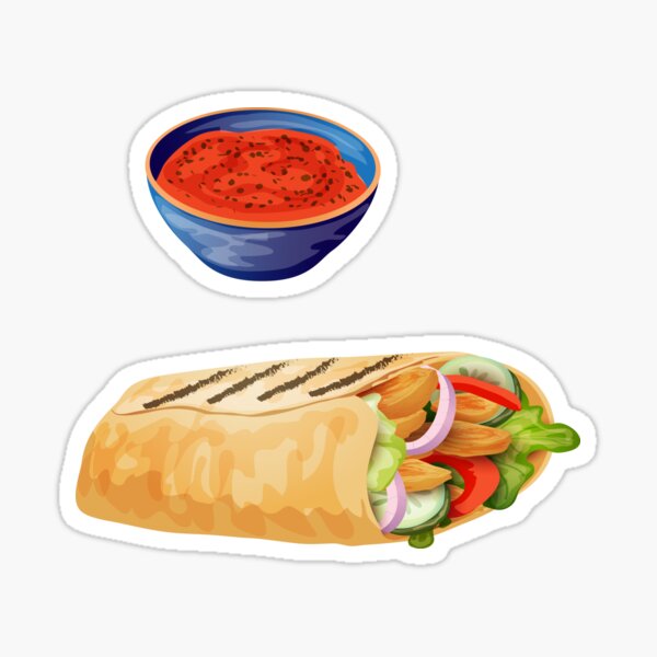 "Shawarma Wrap and Dipping Sauce" Sticker by NiftyTrinket | Redbubble