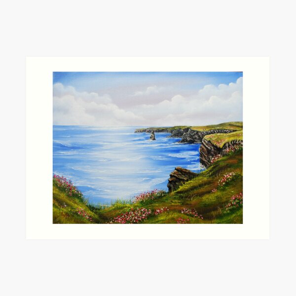 "Kilkee Cliffs Oil Painting" Art Print for Sale by AvaBnd | Redbubble