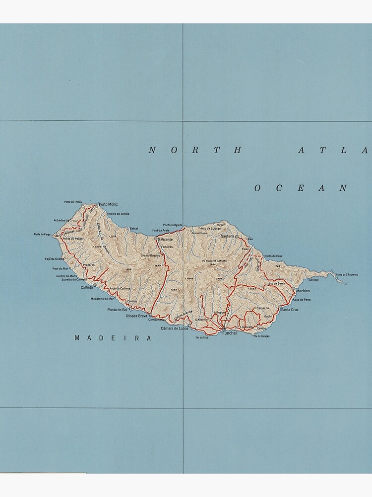 "Vintage Madeira Island Map (1943)" Mounted Print by BravuraMedia ...