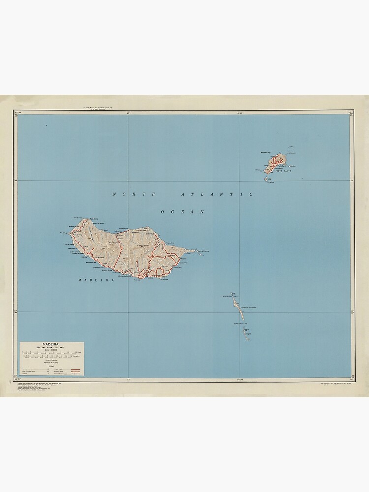 "Vintage Madeira Island Map (1943)" Photographic Print for Sale by ...