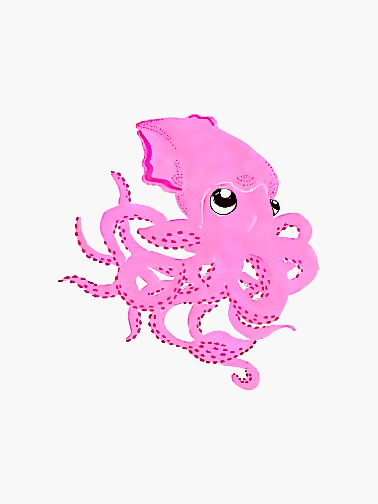 "Pink squid " Sticker by artistory | Redbubble