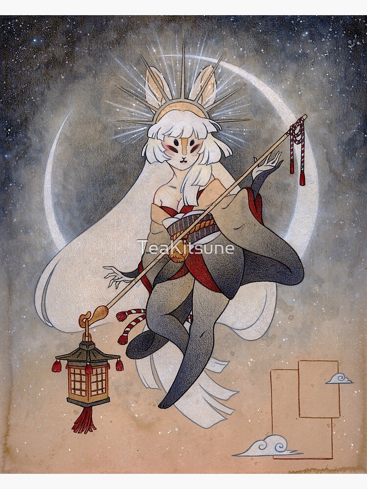 "Guiding Star - TeaKitsune Rabbit Yokai" Framed Art Print for Sale by ...