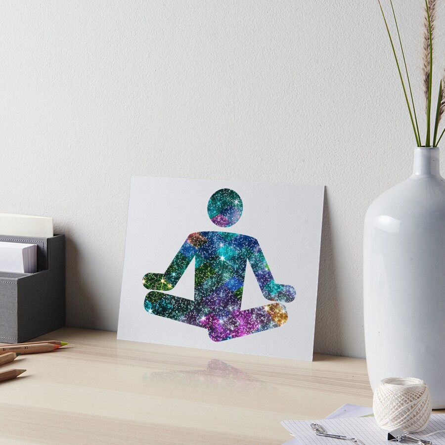 "Enlighted Yoga Stickman (Shiny Meditating Logo)" Art Board Print for ...