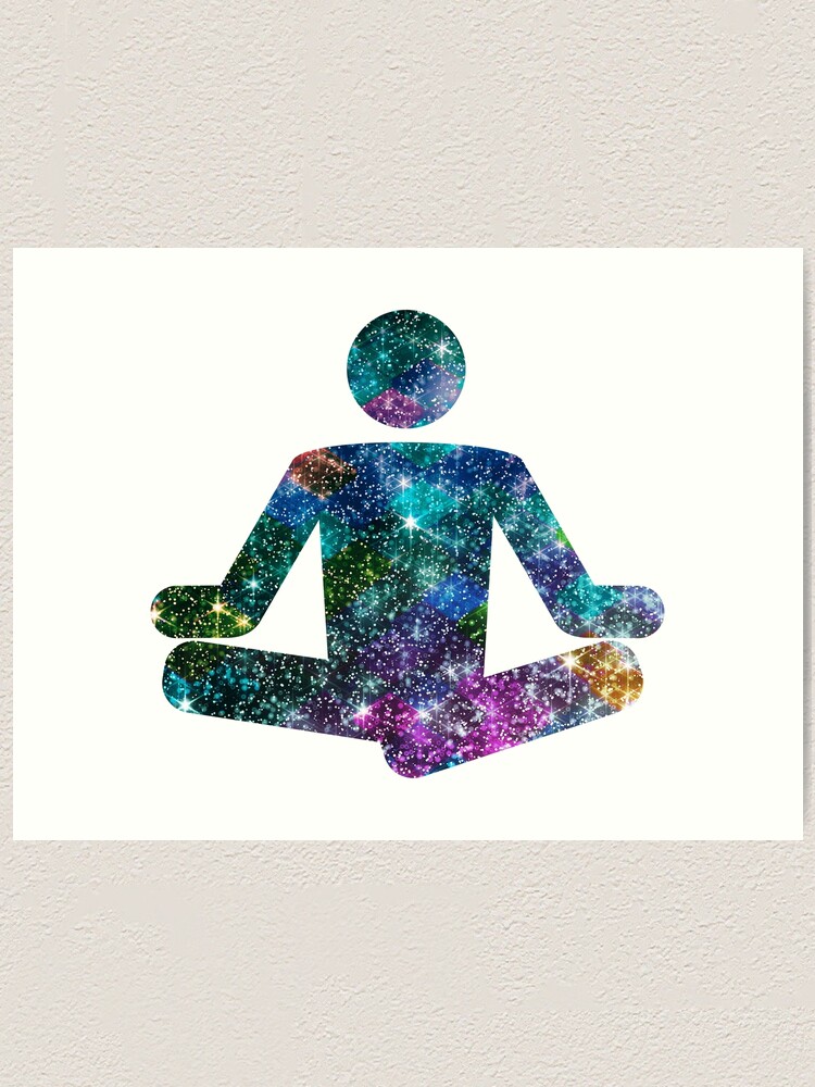 "Enlighted Yoga Stickman (Shiny Meditating Logo)" Art Print for Sale by ...