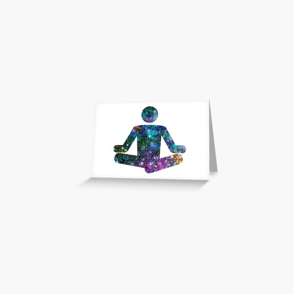 "Enlighted Yoga Stickman (Shiny Meditating Logo)" Greeting Card for ...