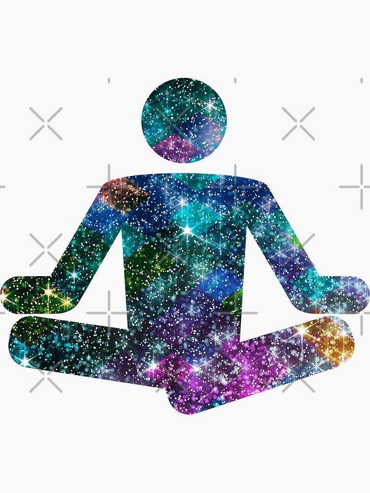"Enlighted Yoga Stickman (Shiny Meditating Logo)" Sticker by ...